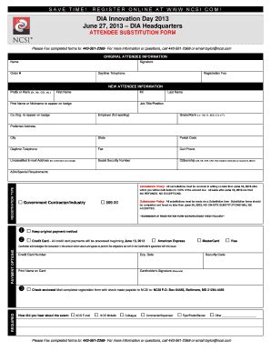 Fillable Online Attendee Substitution Form Fax Email Print PdfFiller