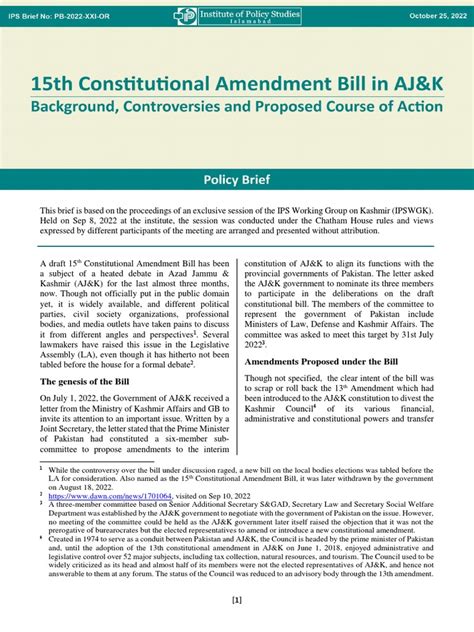 Policy Brief 15th Constitutional Amendment Bill In Ajandk Background Controversies And