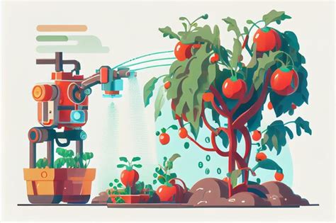 Premium Ai Image Robotic Watering Farm Plant Automatic Irrigation