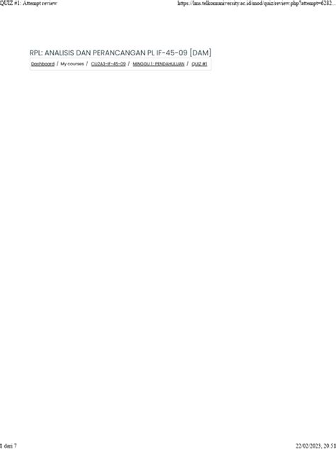 quiz 1 attempt review rpl pdf software software engineering