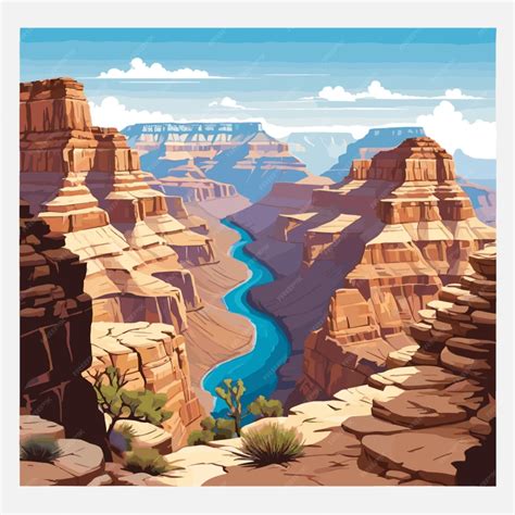 Grand Canyon Vector On A White Background Premium Ai Generated Vector