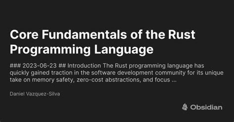 Daniel Vazquez Silva ☁️ On Linkedin Core Fundamentals Of The Rust