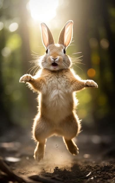 Premium Ai Image Hopping Rabbit In A Scenic Outdoor Scene