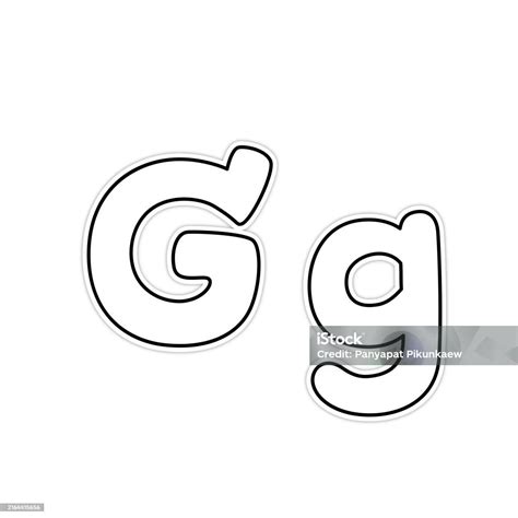 벡터 일러스트 레이 션 의 대문자와 소문자 G 알파벳 문자 검정색과 흰색 그림 아이들이 그림에 따라 색칠하는 법을 배울 수