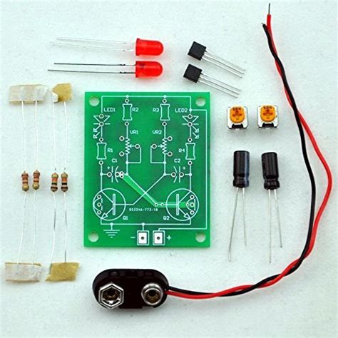 Adjustable Transistor Astable Multivibrator Circuit Learn Kit LED Flashing Practical Soldering