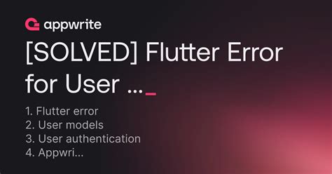 Solved Flutter Error For User Models Threads Appwrite