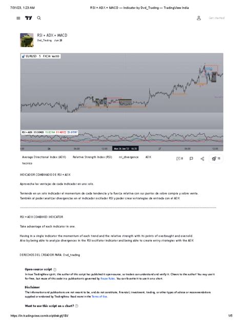 Rsi Adx Macd Indicator By Dvd Trading Tradingview India Pdf Technical Analysis