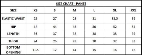 Pants And Palazzo Size Chart Fabsay