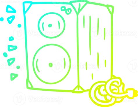 Cold Gradient Line Drawing Of A Cartoon Amplifier 44909034 Png