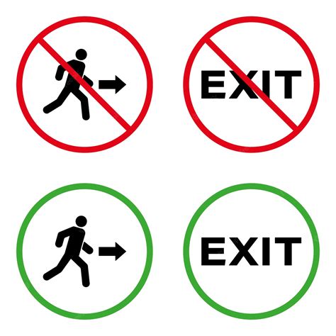 Premium Vector Exit Prohibited Allowed Way Emergency Escape Green
