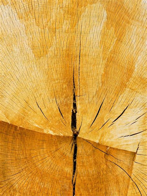 Old Thick Wooden Oak Trunk Cut Surface With Growth Rings Texture And Cracks Cross Section Of A