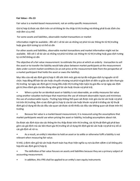 Fair Value I Have B Fair Value Ifrs 13 Fair Value Is A Market