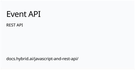 Rest Api Event Api