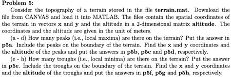 Solved Problem Consider The Topography Of A Terrain Chegg