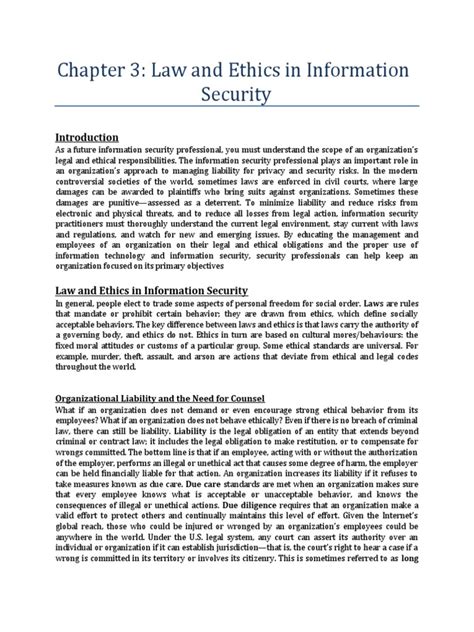 Topic 2 Law And Ethics In Information Security Pdf Digital