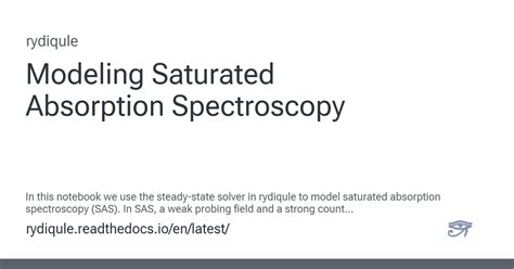 Modeling Saturated Absorption Spectroscopy Rydiqule V Dev