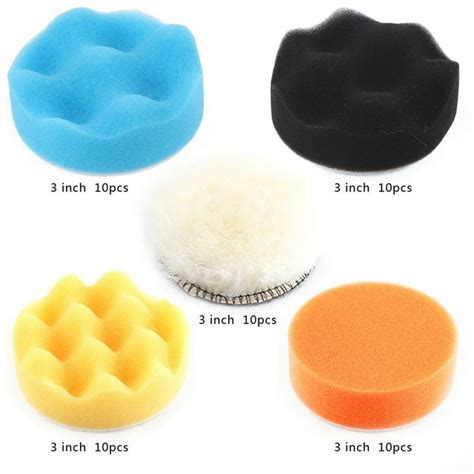 50pcs 3 Sponge Polishing Buffing Waxing Pad Kit Tool For Car Polisher