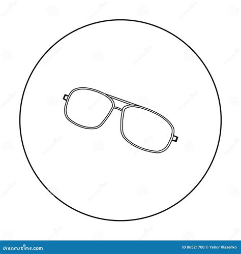 Aviator Sunglasses Icon In Outline Style Isolated On White Background