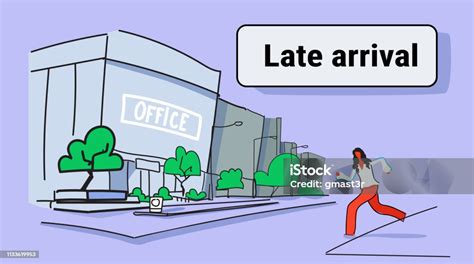 서류 가방 비즈니스 우먼 노동자 늦게 도착 개념 현대 도시 사무실 건물 보기 도시 스케치 낙서 전체 길이 수평 개념에 대한 스톡 벡터 아트 및 기타 이미지 Istock