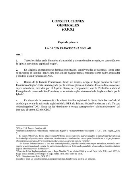 PDF CONSTITUCIONES GENERALES O F S Secular Aplicar La Regla Indicar En Concreto