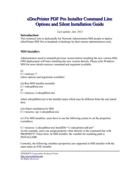EDocPrinter PDF Pro Installer Command Line Options And Silent