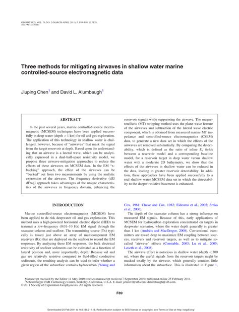 Pdf Three Methods For Mitigating Airwaves In Shallow Water Marine Controlled Source