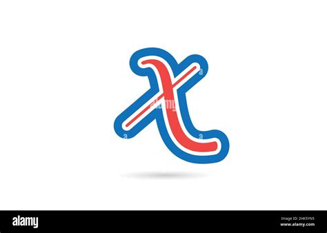 Red Blue Handwritten X Alphabet Letter Logo Icon Design Creative