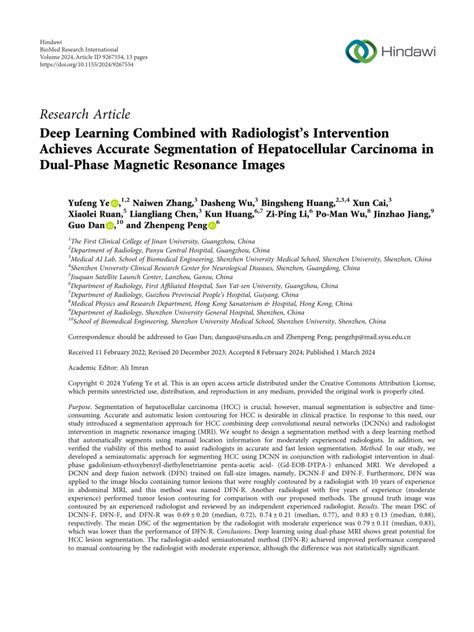 Pdf Deep Learning Combined With Radiologists Intervention Achieves Accurate Segmentation Of