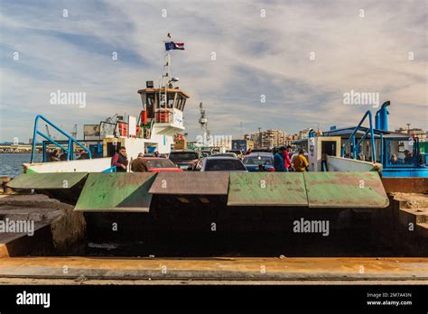 Port Said Egypt February 3 2019 Deck Of Port Said Port Fuad Ferry Across The Suez Canal