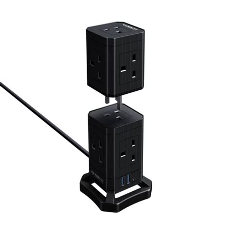 Tpve3u9k Power Extension Cord 10 Socket And 3usb Vertical Extender Finefix Kw