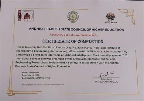 Renuka Ulusu On Linkedin Aimers Internship Apsche