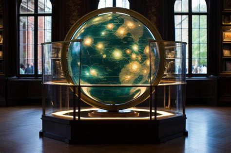 Library With An Interactive Globe Display Premium Ai Generated Image