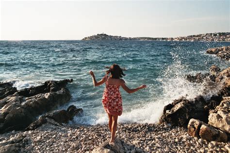 Free Images Beach Sea Coast Rock Ocean Horizon Person Girl