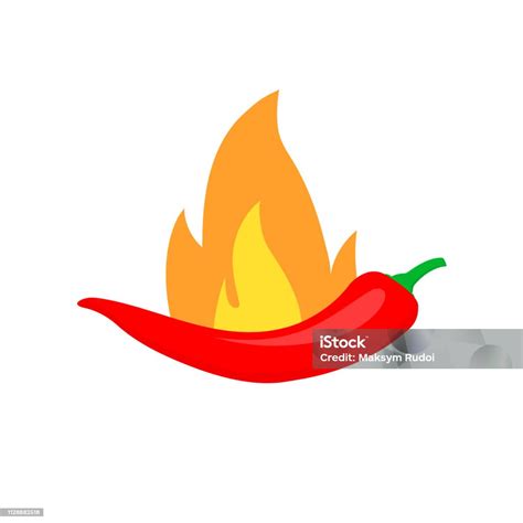 Cabai Api Lada Pod Lada Pedas Yang Menyala Ikon Paprika Merah Yang