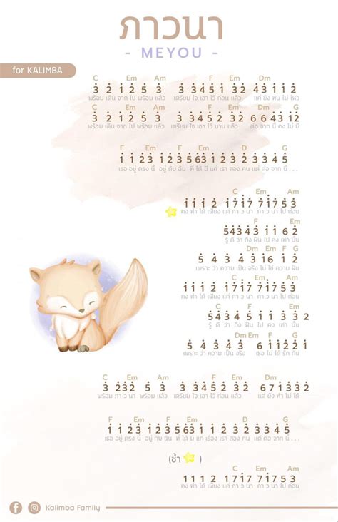 โน๊ต คาลิมบา Kalimba Note เพลง ลงใจ Bowkylion Artofit
