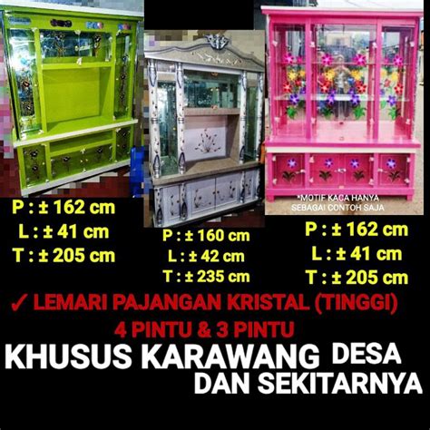 Jual LEMARI PAJANGAN KRISTAL 4 PINTU BUPET BUFFET TV KRISTAL KACA