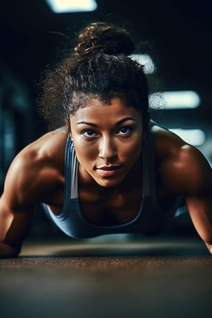 Premium Ai Image Shot Of A Young Woman Doing Pushups At The Gym