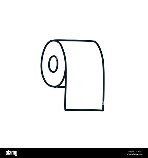 Toilet Paper Doodle Icon Vector Line Illustration Stock Vector Image