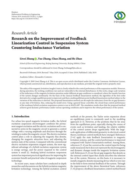 Pdf Research On The Improvement Of Feedback Linearization Control In