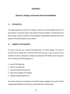 CHAPTER 5 Summary Findings Conclusions And Unisa Chapter 5