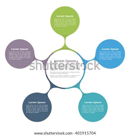 Circle Diagram Infographics With Five Elements With Icons And Text Circle Flow Chart Template
