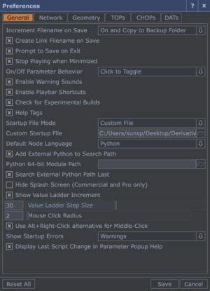 Dialogs Preferences Dialog Derivative