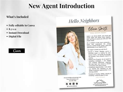 New Agent Introduction Letter Hello Neighbor Letter New Agent Flyer