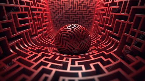 3d Visualization Of Maze Exploration By A Red Ball Powerpoint