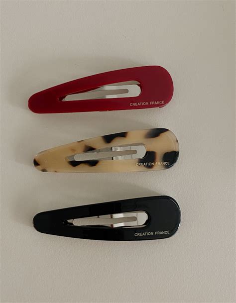 아이로주 셀룰로오스 삼각 똑딱핀 레드 블랙 레오파드 옆머리핀 헤어핀