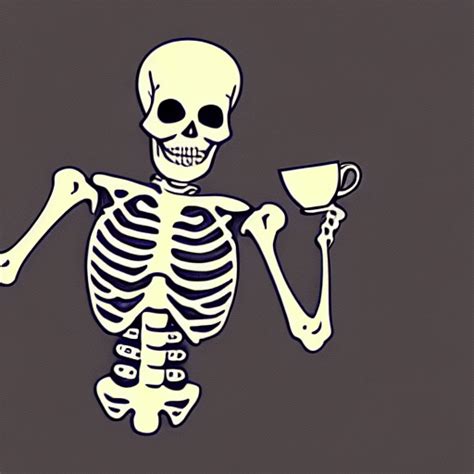 Skeleton Drinking Coffee Digital Graphic · Creative Fabrica