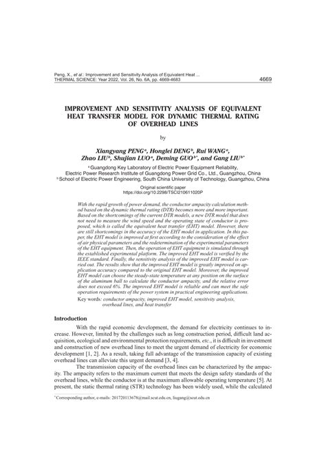 pdf improvement and sensitivity analysis of equivalent heat transfer