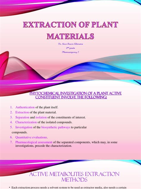 Phytochemical Investigation And Extraction Of Plant Active Constituents Pdf Physical
