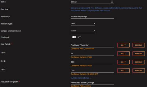 Support Linuxserver Io Deluge Docker Containers Unraid