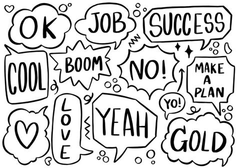 Premium Vector Set Of Cute Speech Bubble Text In Doodle Style